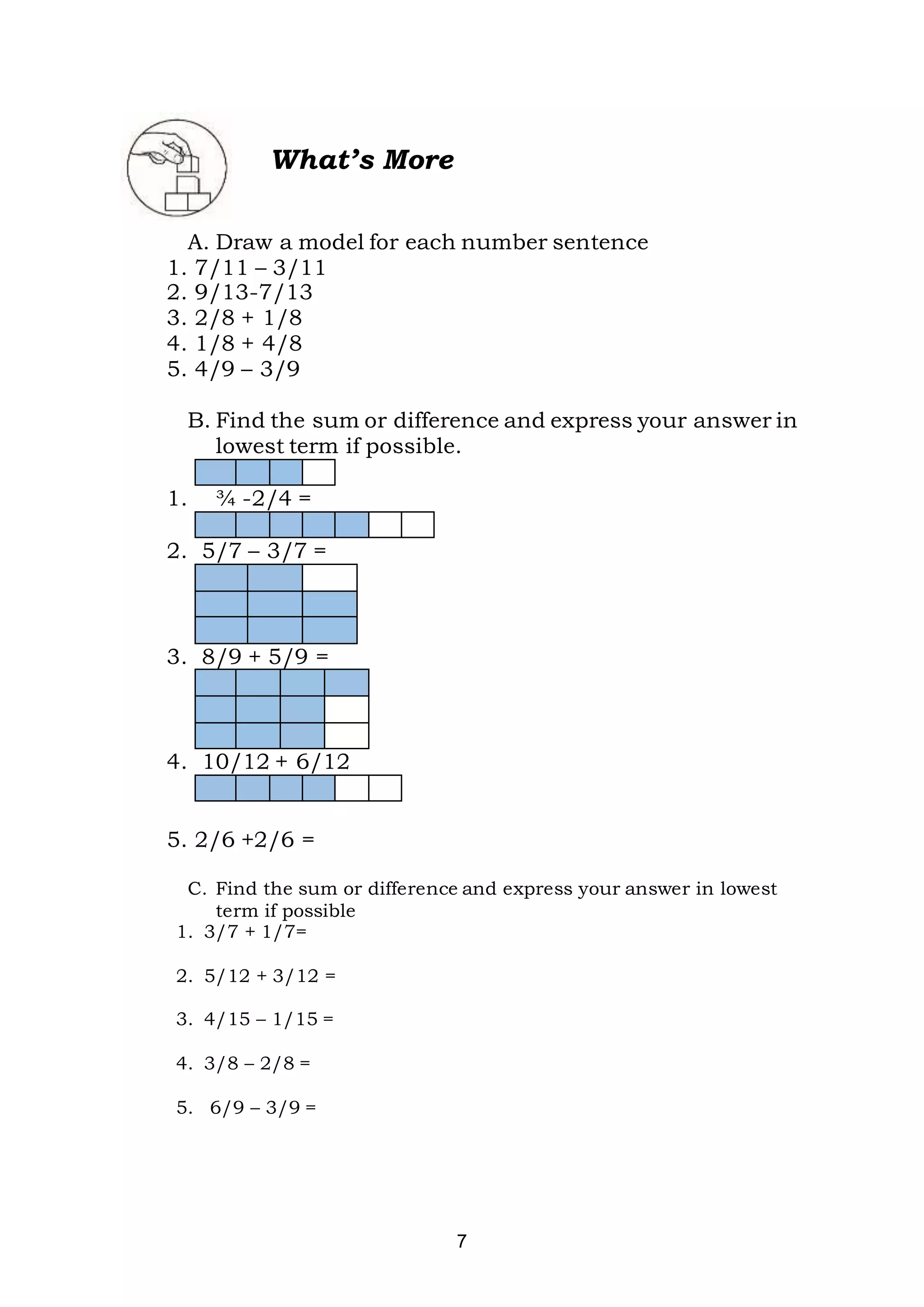 Mathematics module 33 visualizing addition or subtraction of similar ...