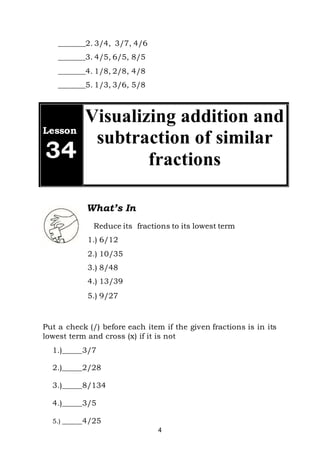 Mathematics module 33 visualizing addition or subtraction of similar ...