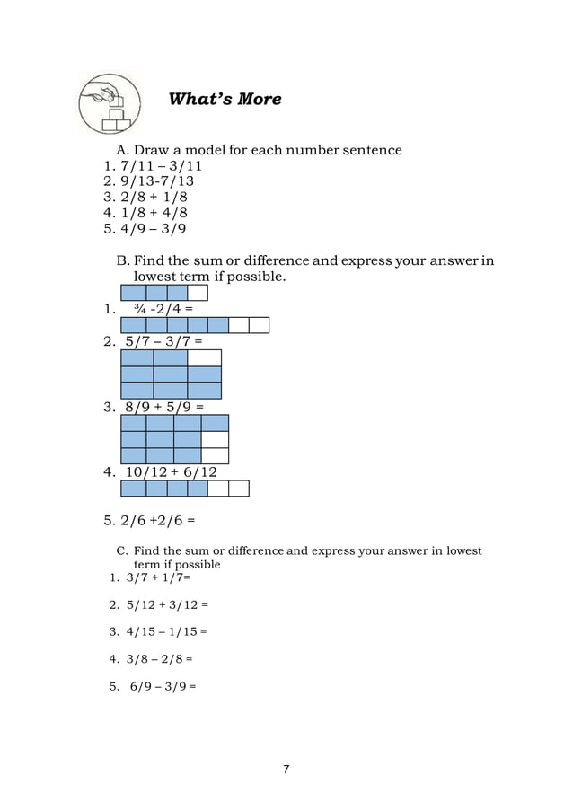 Mathematics Module 33 Visualizing Addition Or Subtraction Of Similar Fractions Pdf