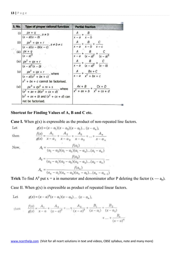 Mathematics notes and formula for class 12 chapter 7. integrals | PDF ...