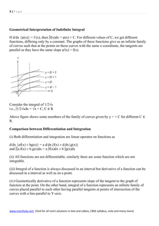 Mathematics notes and formula for class 12 chapter 7. integrals | PDF