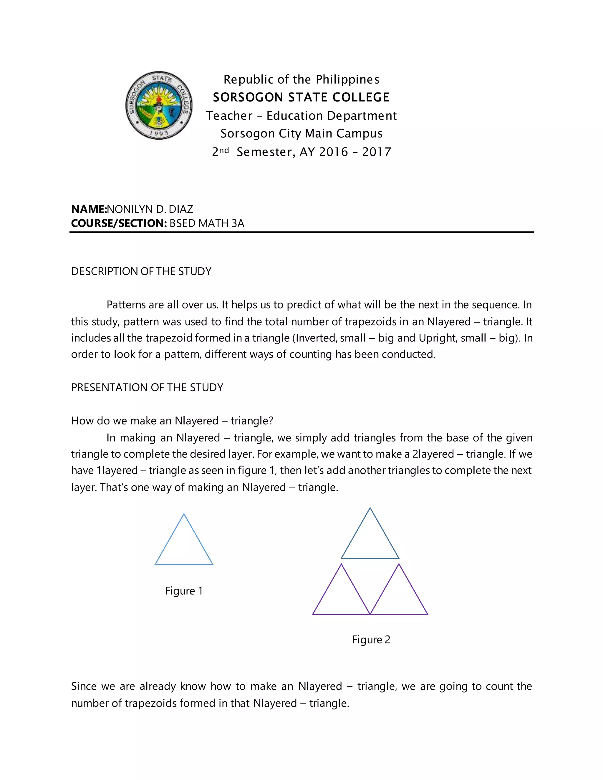 Mathematics of investigation - Trapezoid in a Layered Triangle | DOCX