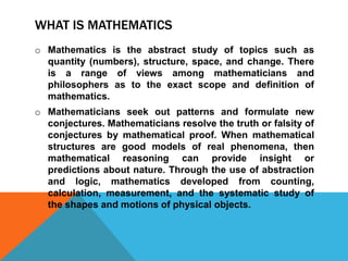 Mathematics power point presenttation on the topic | PPTX