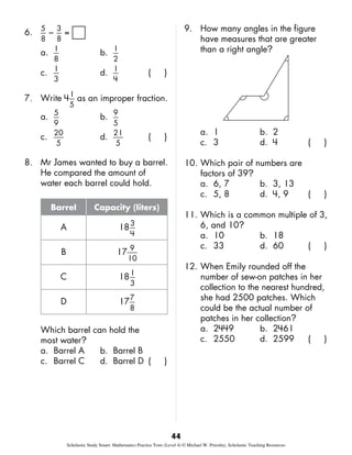 5th Grade Mathematics Practice Test