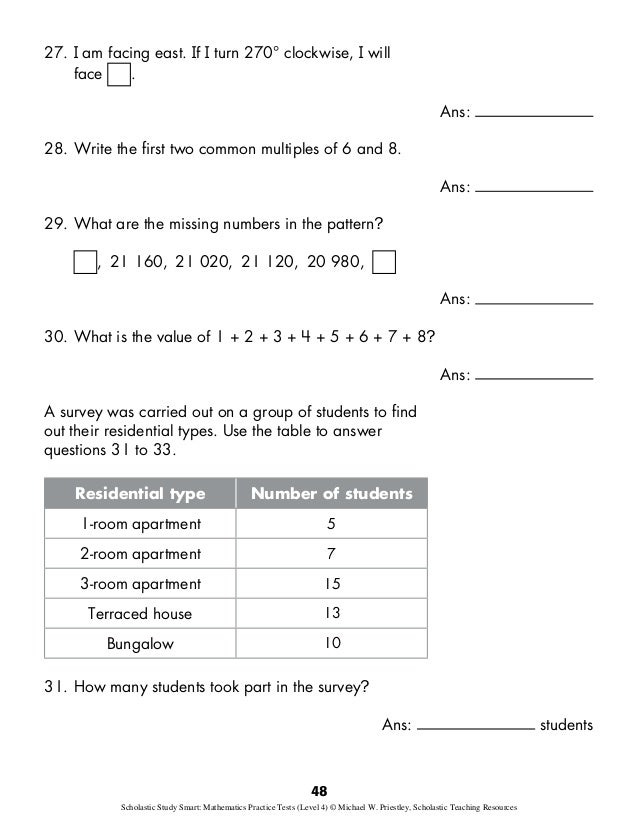 Mathematics practice test 4