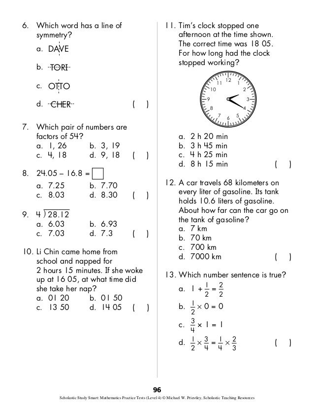 Mathematics practice test 4