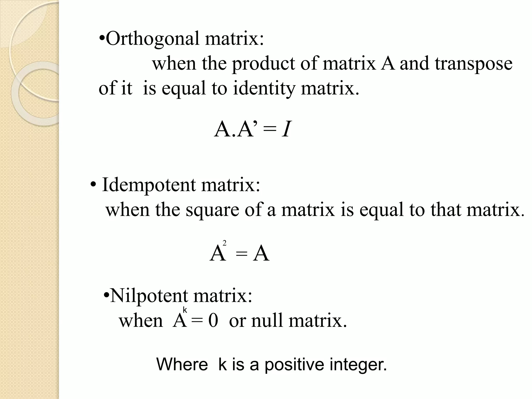 MATRICES AND ITS TYPE | PPTX