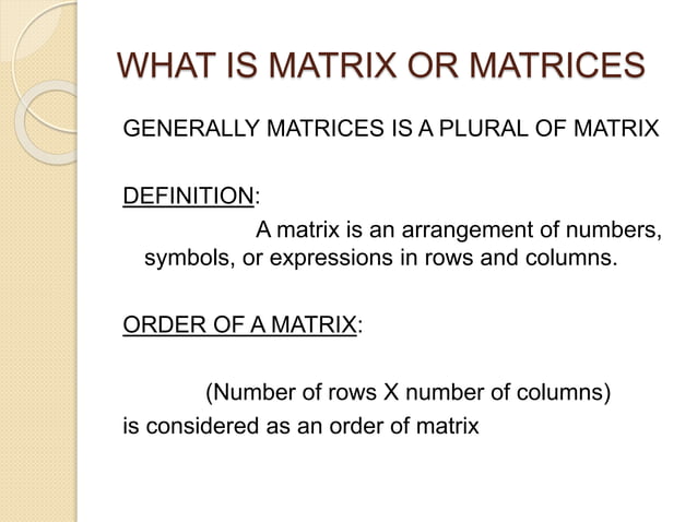 MATRICES AND ITS TYPE | PPTX | Physics | Science