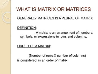 MATRICES AND ITS TYPE | PPT