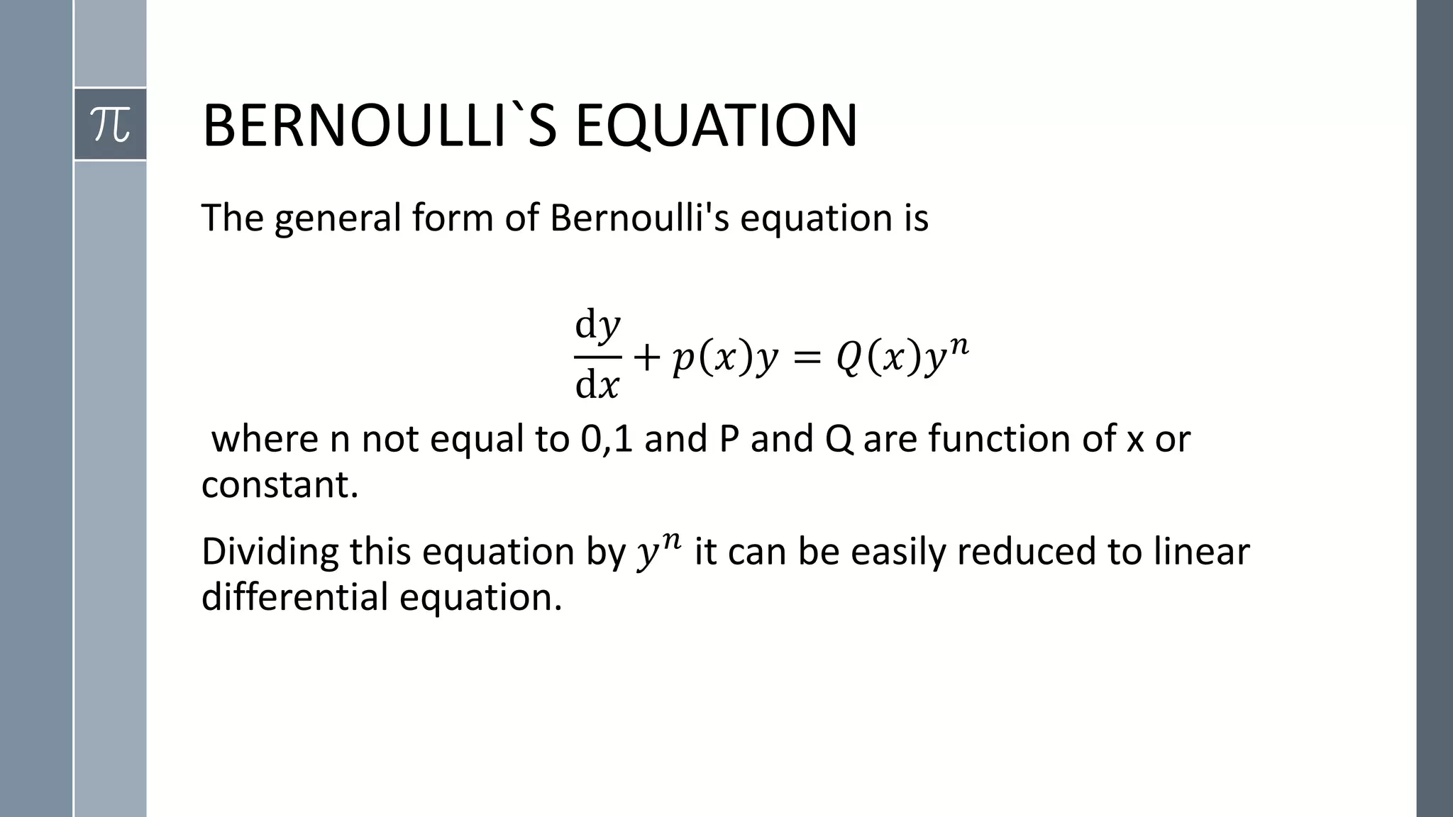 LINEAR DIFFERENTIAL EQUATION & BERNOULLI`S EQUATION | PDF