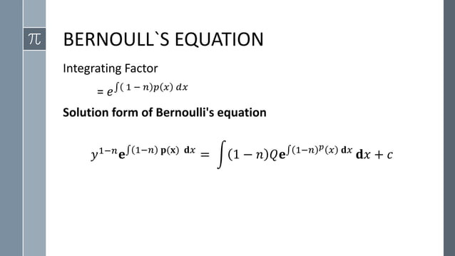LINEAR DIFFERENTIAL EQUATION & BERNOULLI`S EQUATION | PDF
