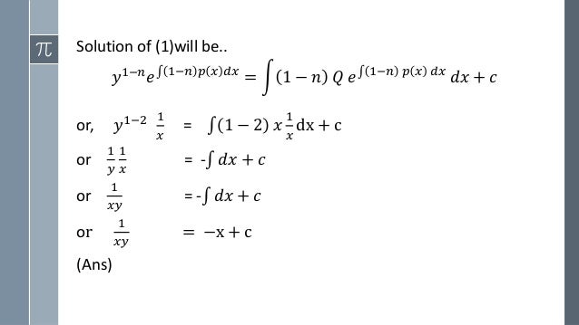 LINEAR DIFFERENTIAL EQUATION & BERNOULLI`S EQUATION