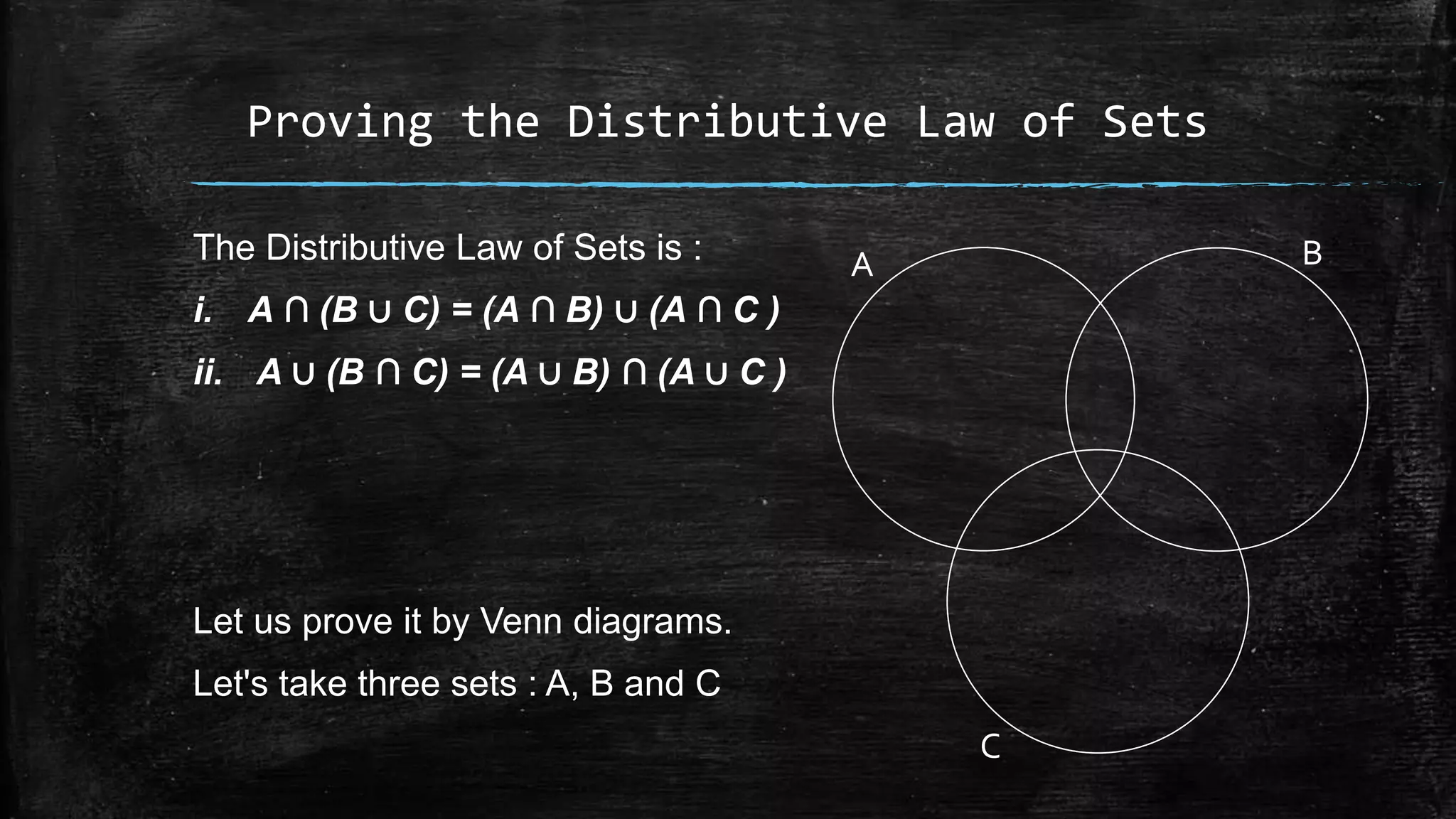 Distributive property of sets (class 11 mathematics project) | PPTX