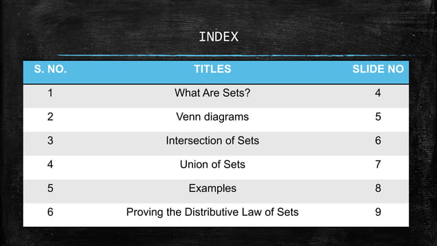 Distributive property of sets (class 11 mathematics project) | PPTX ...