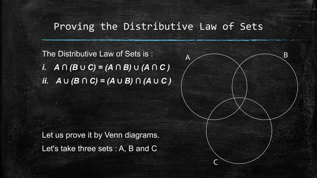 Distributive property of sets (class 11 mathematics project) | PPTX ...
