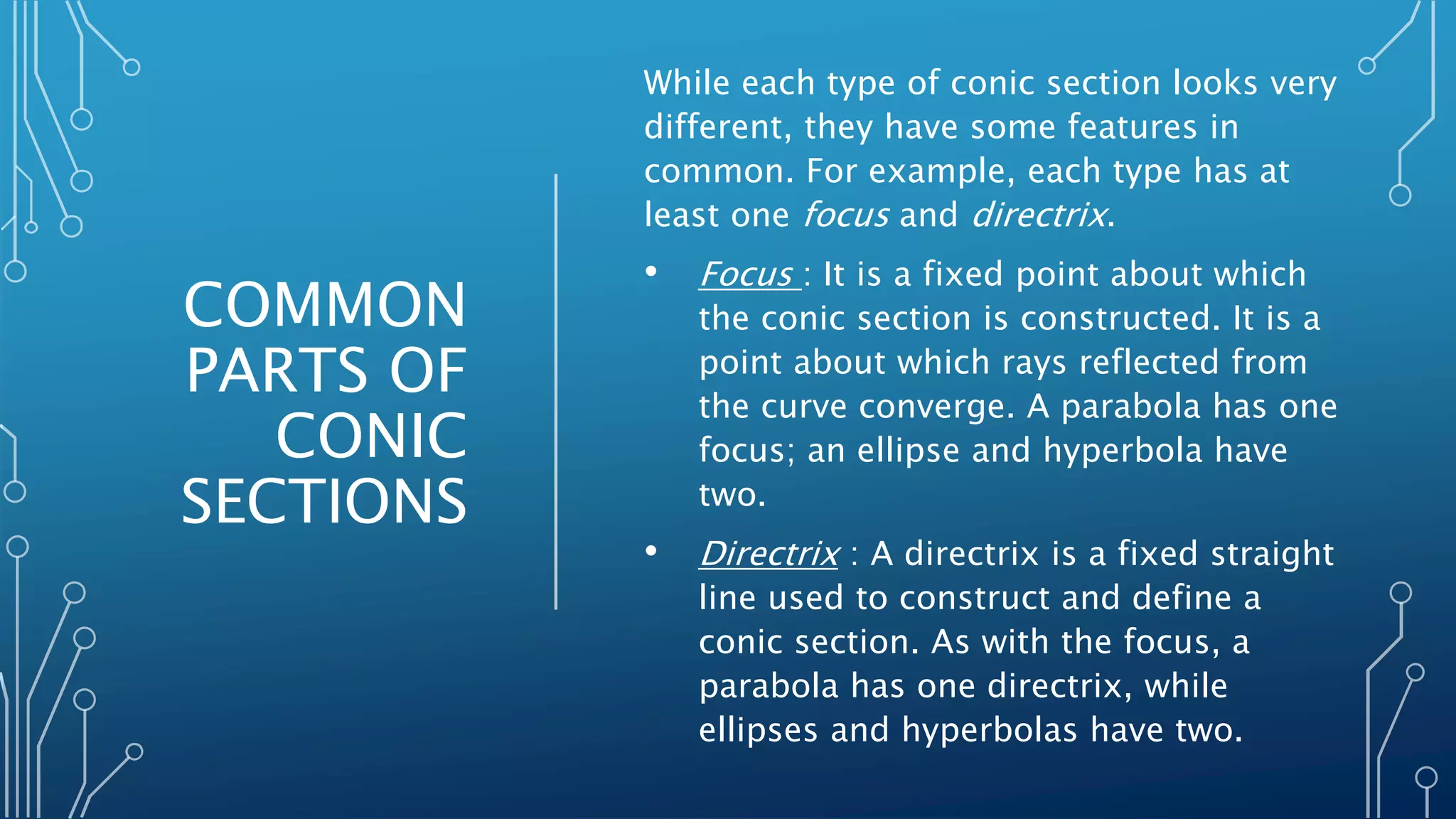 Conic Sections (Class 11 Project) | PPTX