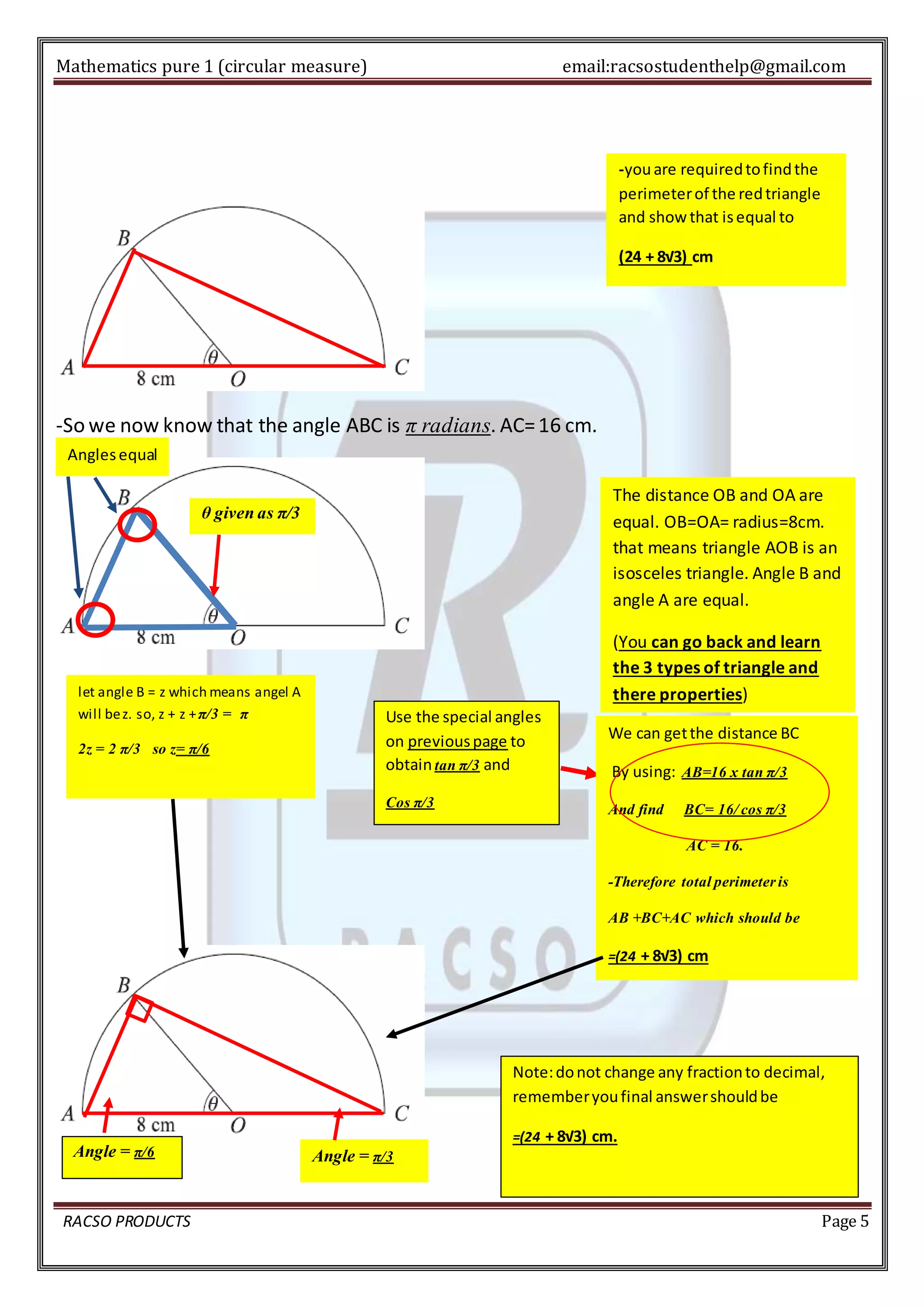 AS LEVEL CIRCULAR MEASURE GEOMETRY EXPLAINED | DOCX