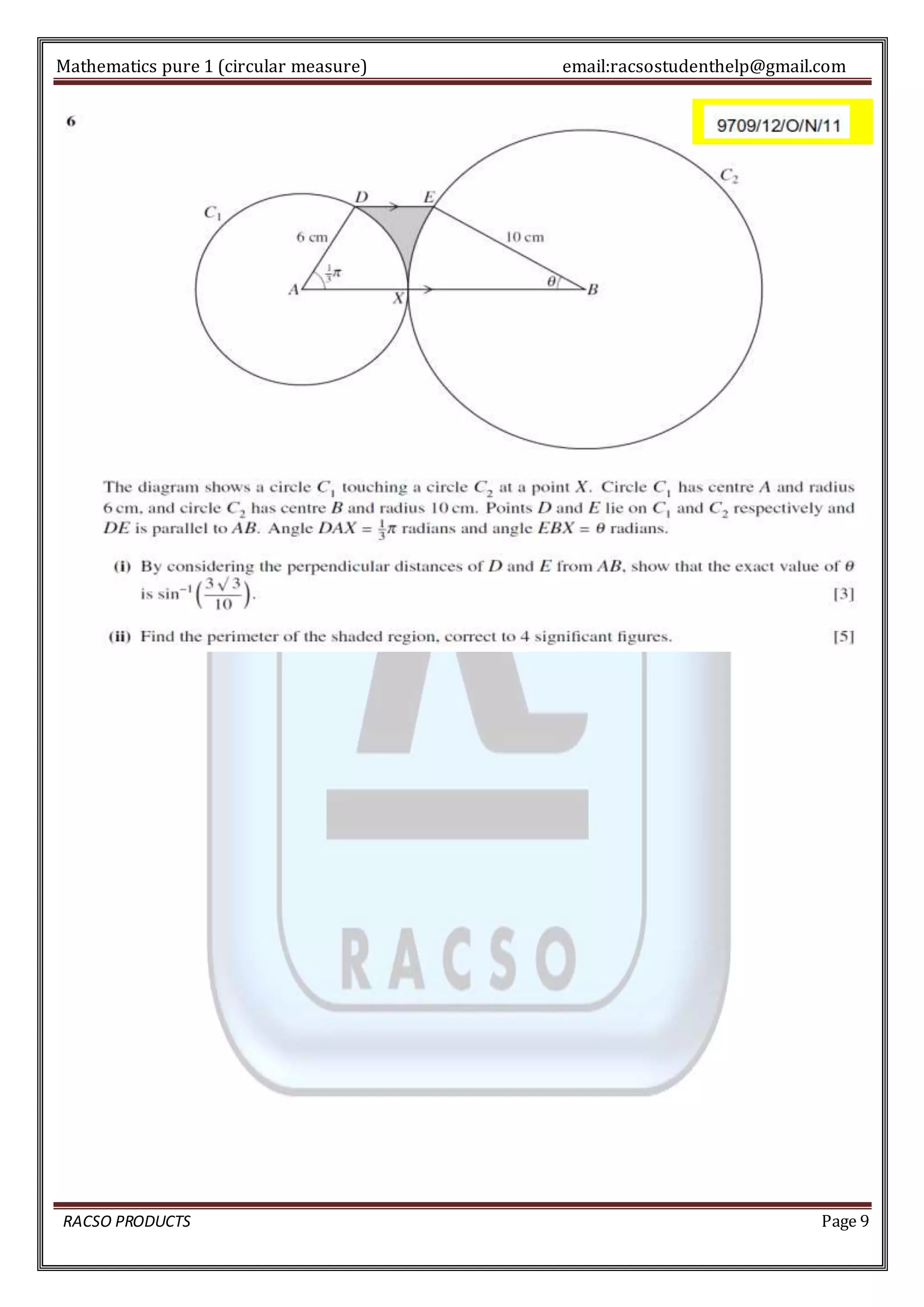AS LEVEL CIRCULAR MEASURE GEOMETRY EXPLAINED | DOCX