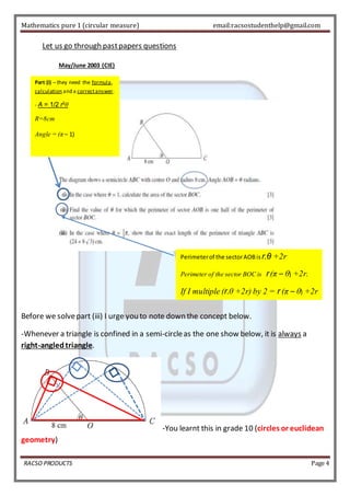 AS LEVEL CIRCULAR MEASURE GEOMETRY EXPLAINED | DOCX