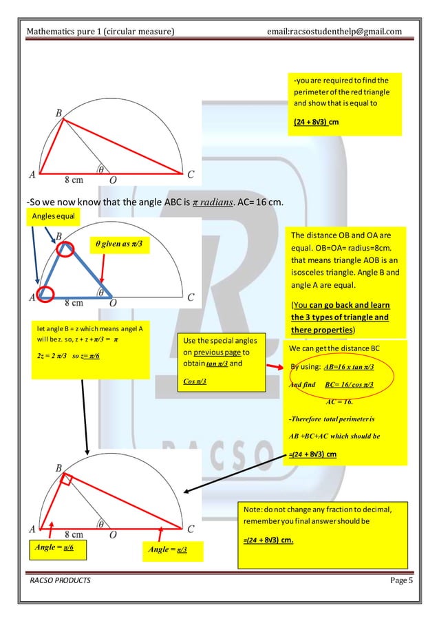 AS LEVEL CIRCULAR MEASURE GEOMETRY EXPLAINED | DOCX