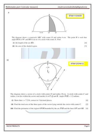 AS LEVEL CIRCULAR MEASURE GEOMETRY EXPLAINED | DOCX