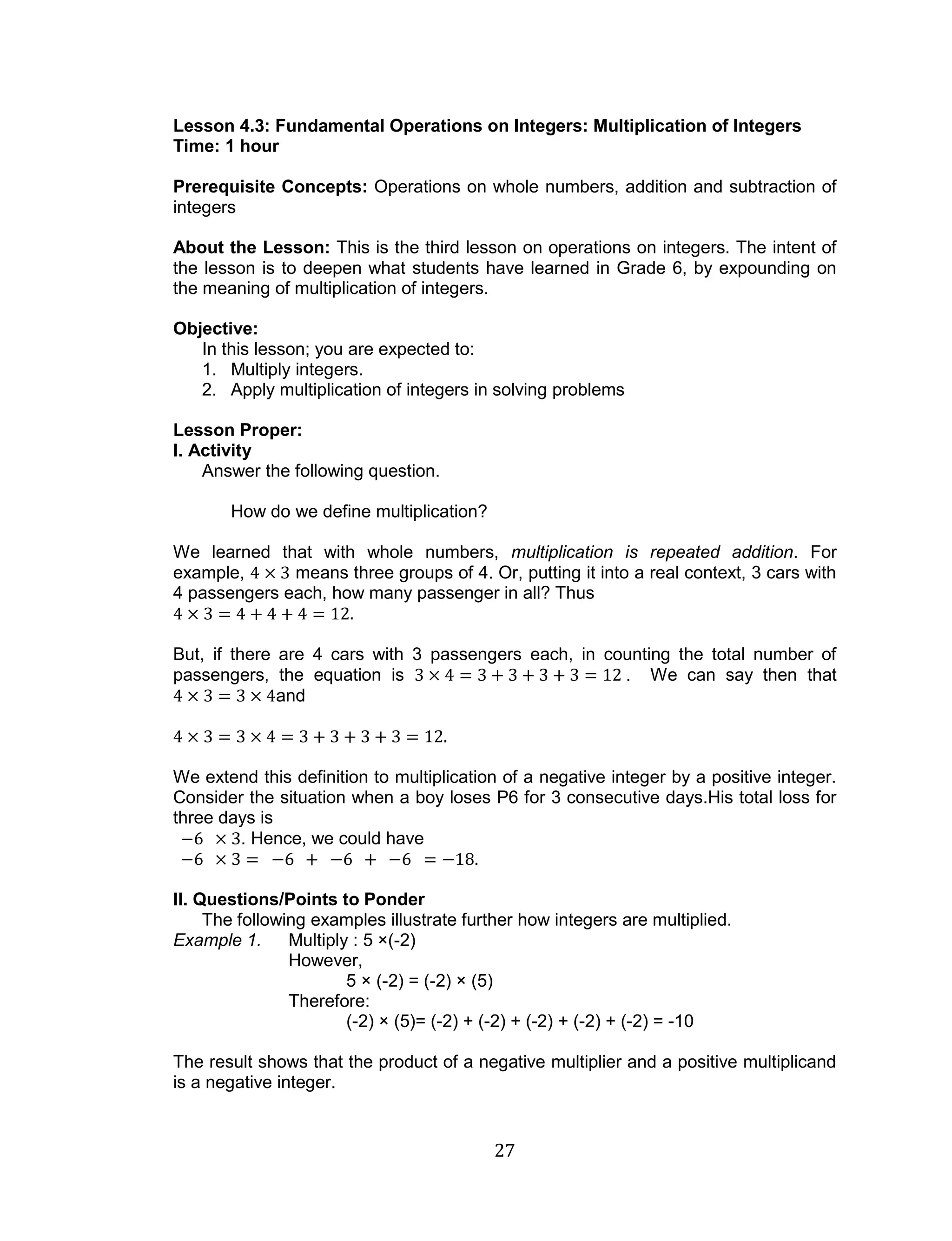 K TO 12 GRADE 7 LEARNING MODULE IN MATHEMATICS (Q1-Q2) | PDF