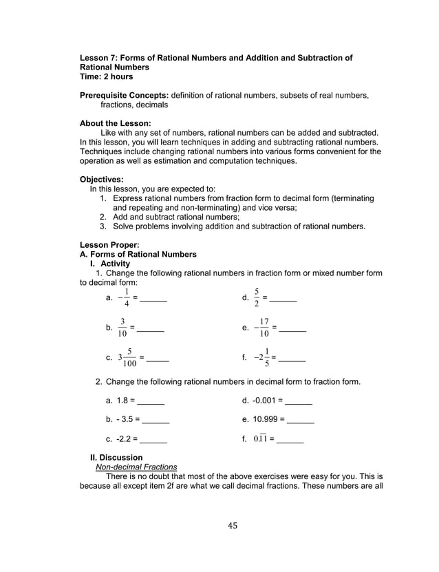 K TO 12 GRADE 7 LEARNING MODULE IN MATHEMATICS (Q1-Q2) | PDF ...