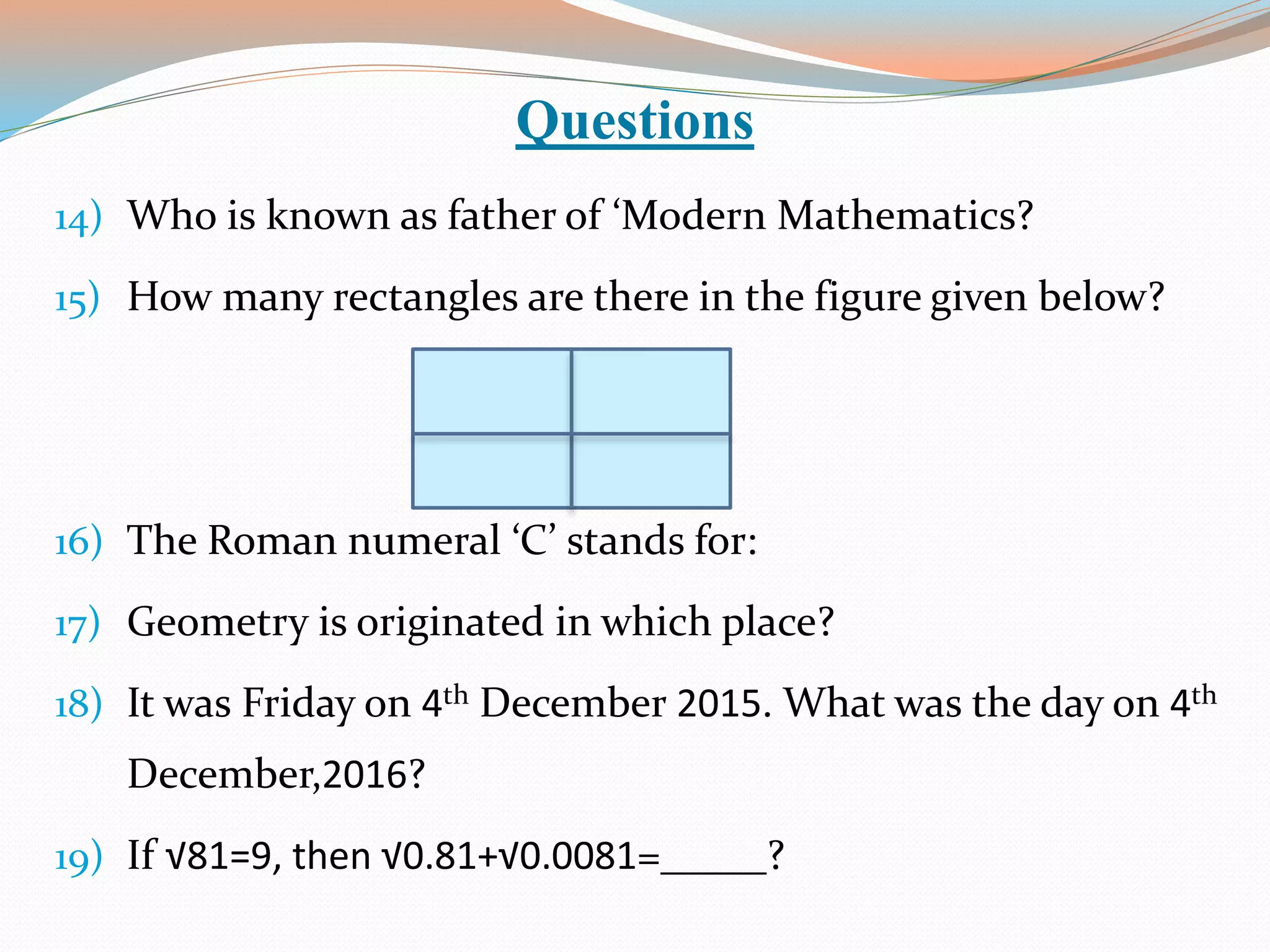 Mathematics Quiz- for school level | PPTX