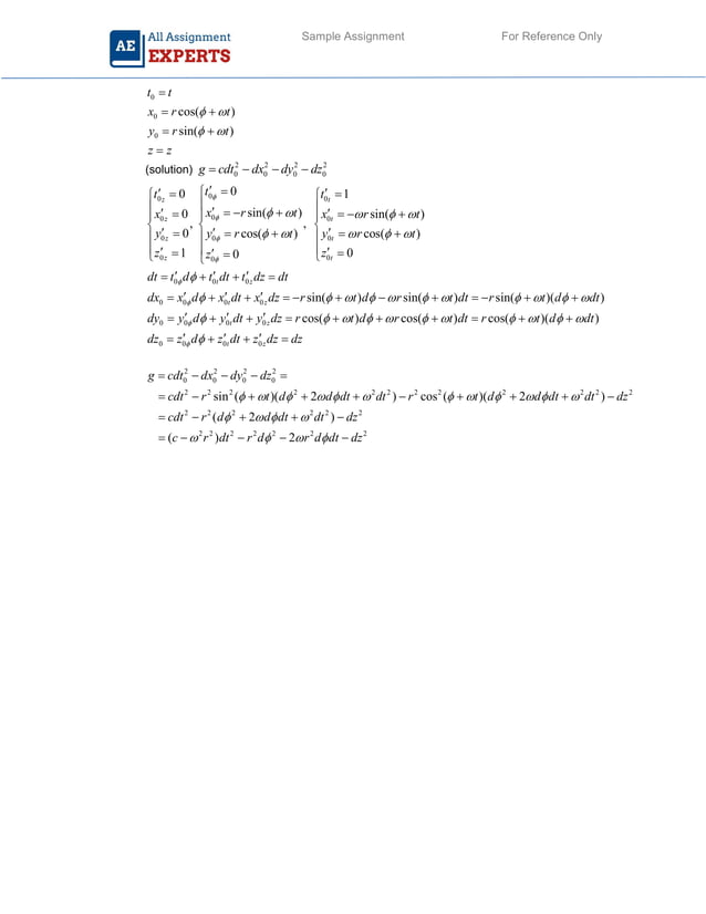 Mathematics sample assignment | PDF