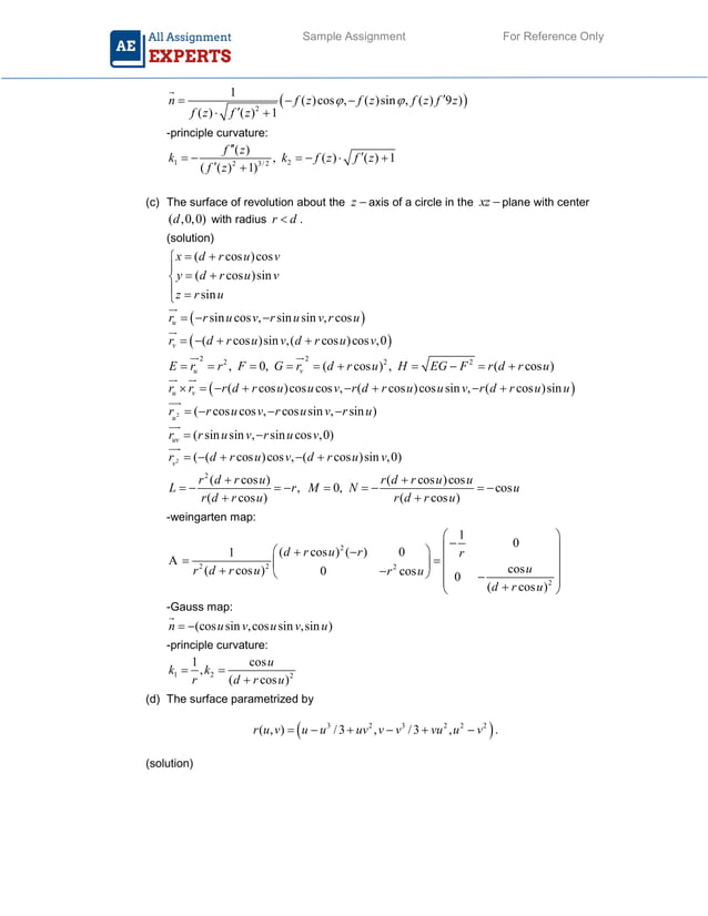 Mathematics sample assignment | PDF