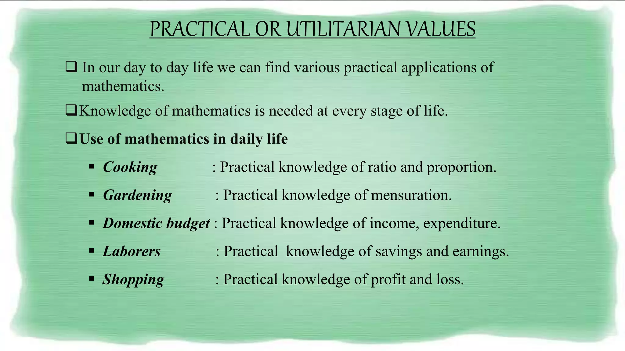 Values of learning Mathematics | PPTX
