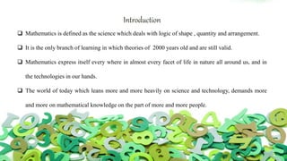 Values of learning Mathematics | PPTX