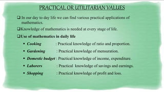 Values of learning Mathematics | PPTX