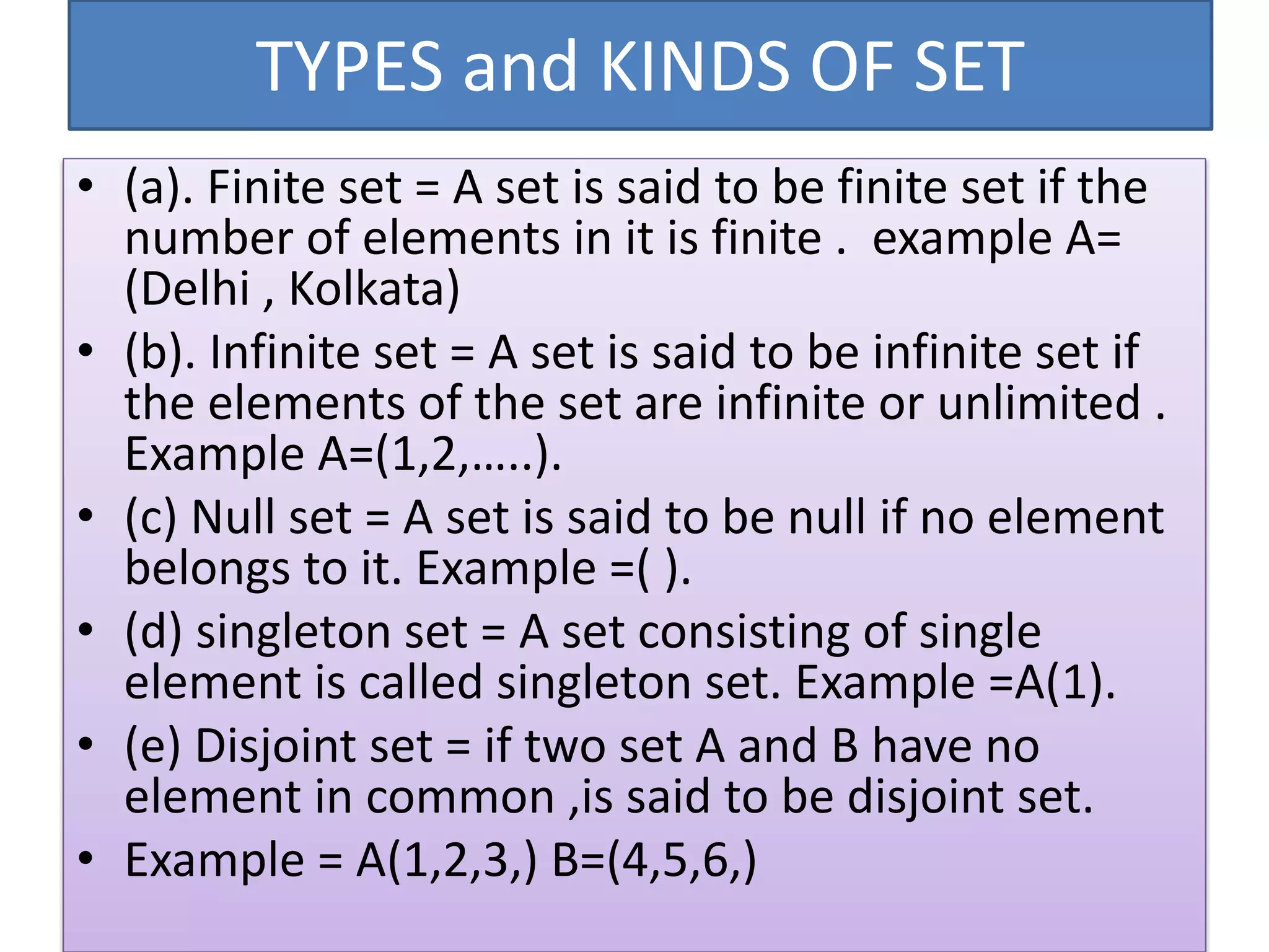 Mathematics set theory presentation. | PPTX