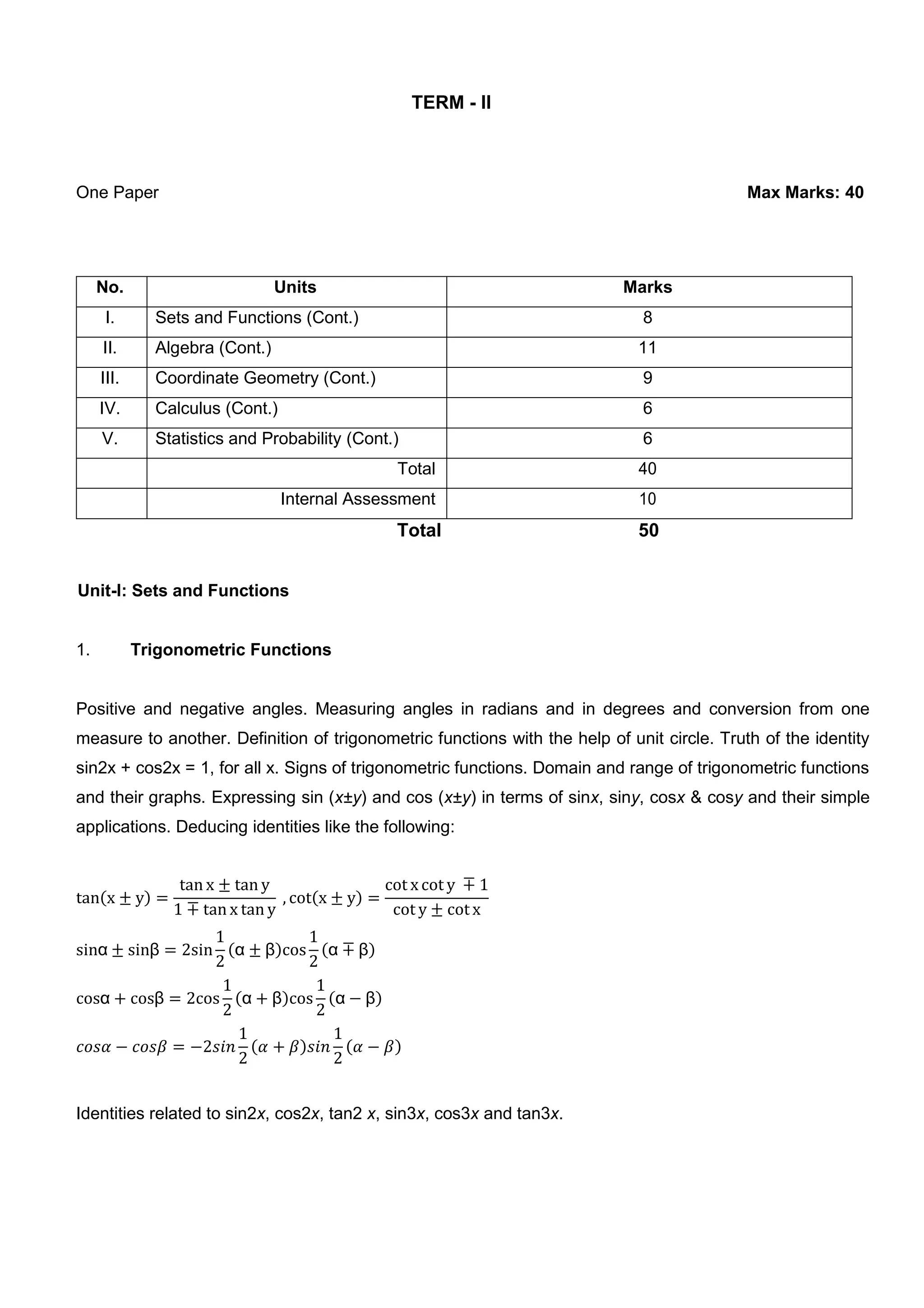 Mathematics sr.sec 2021-22 | PDF