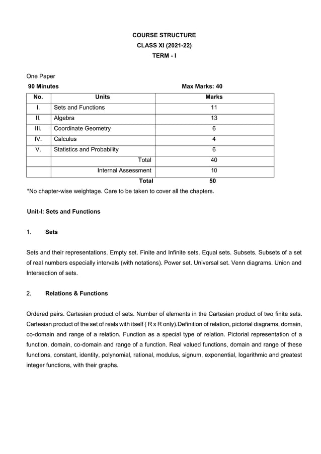 Mathematics sr.sec 2021-22 | PDF