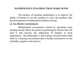 Mathematics teaching that make sense | PPT