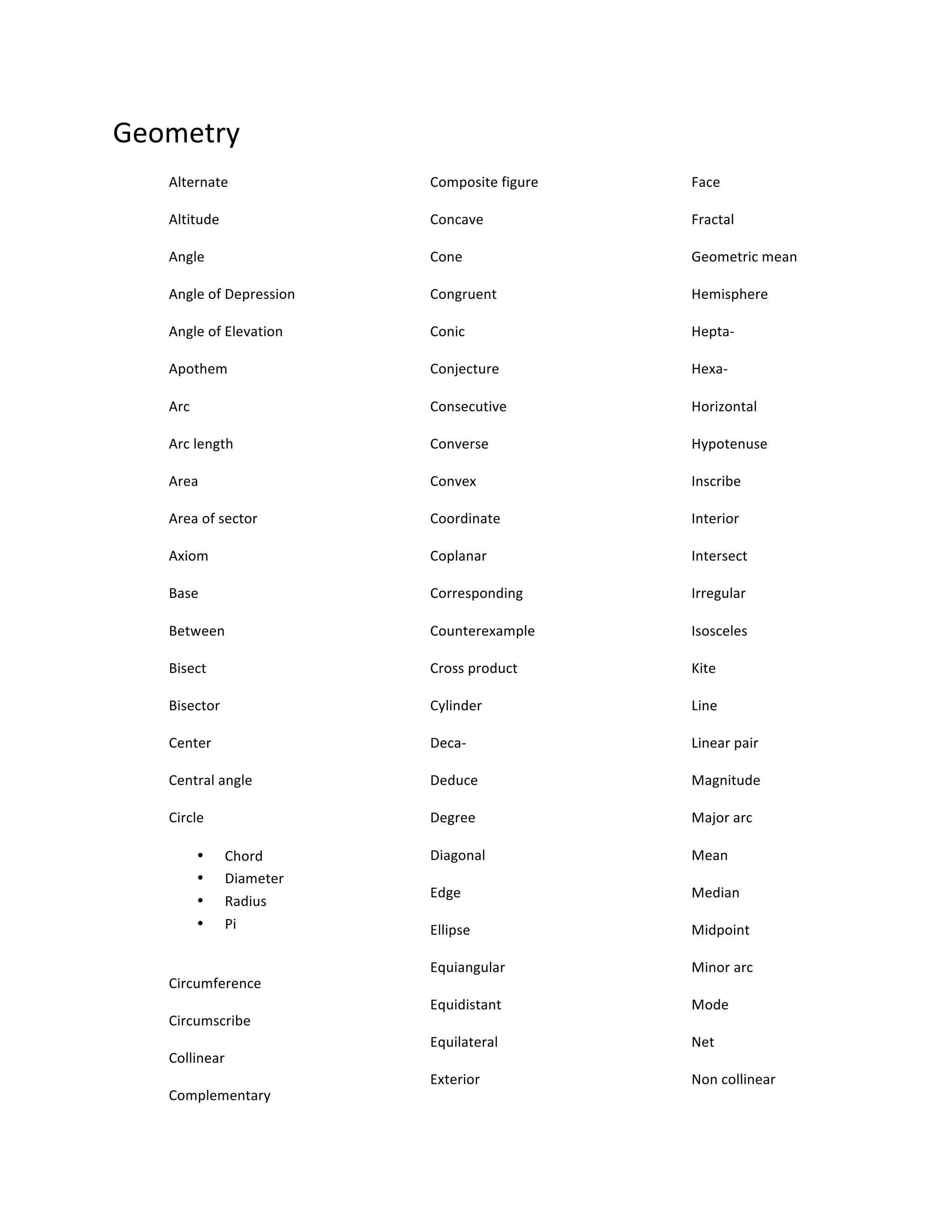 Mathematics vocabulary | PDF