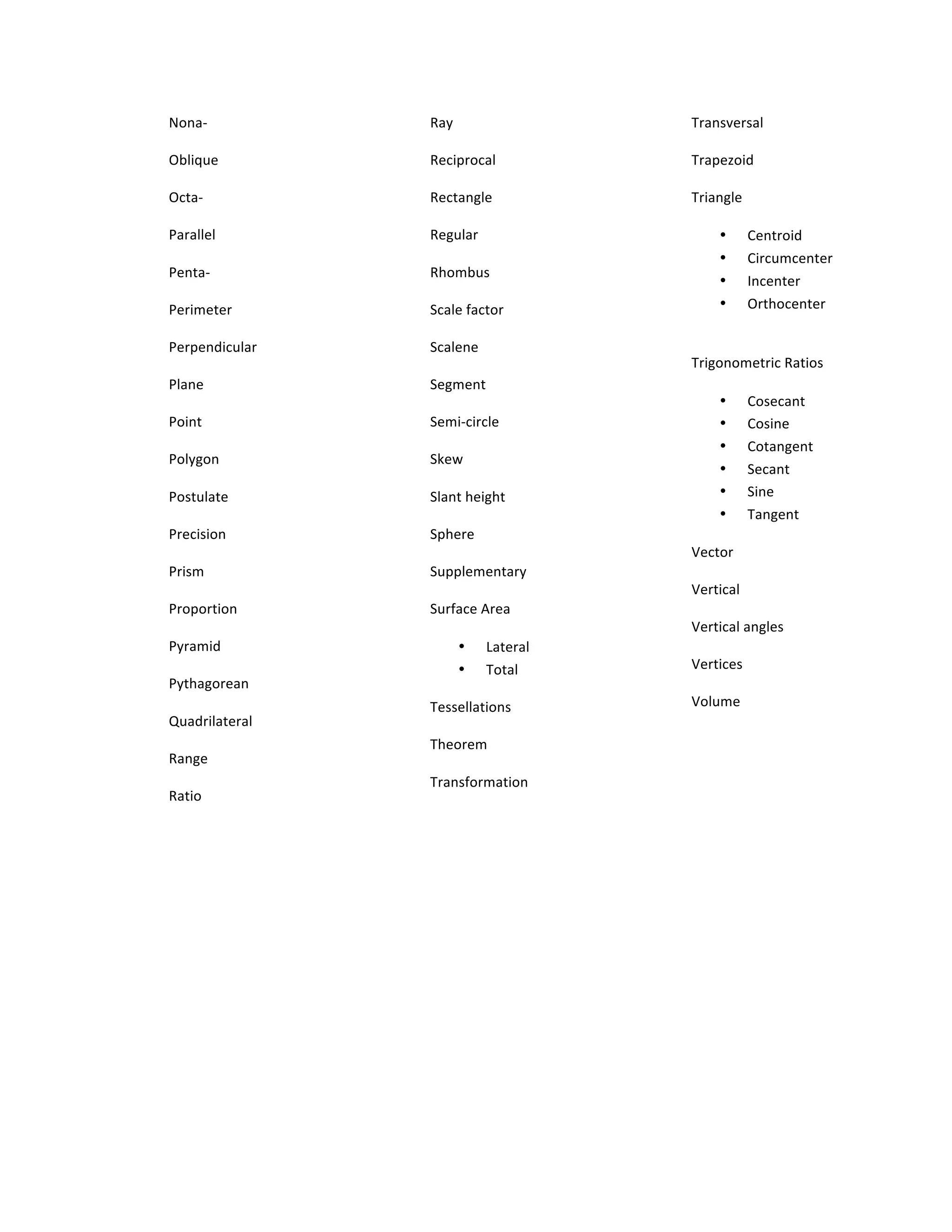 Mathematics vocabulary | PDF