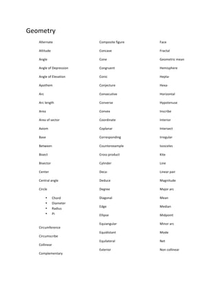 Mathematics vocabulary | PDF