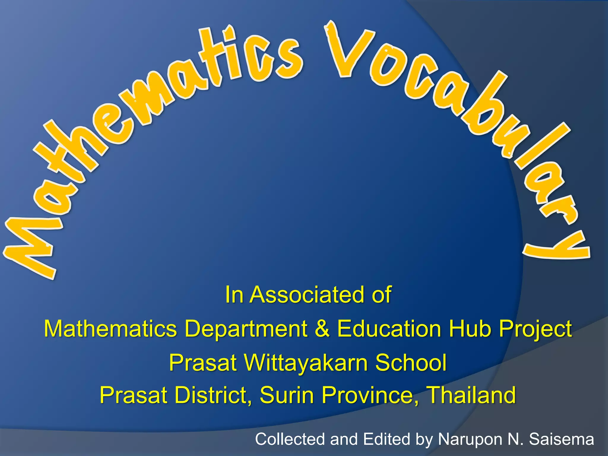 Mathematics vocabulary slide | PDF | Physics | Science