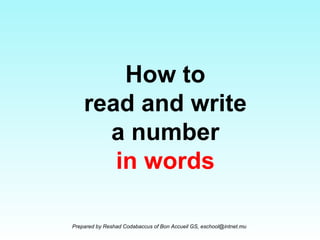 Mathematics - Writing in words | PPT