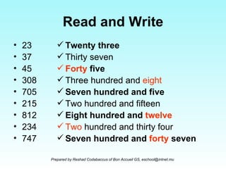 Mathematics - Writing in words | PPS
