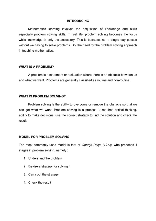 problem solving of mathematics | DOC