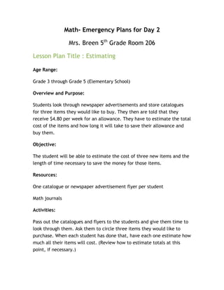 Math emergency plans | DOCX | Student Financial Aid | Financial Assistance