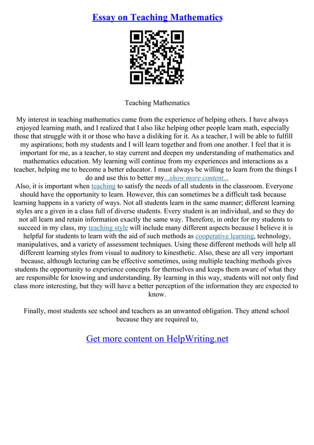 Math Essay | PDF | Educational Assessment | Education