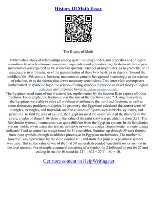 Math Essay | PDF | Educational Assessment | Education