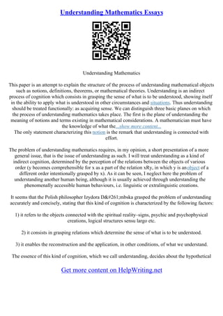 Math Essay Topics | PDF