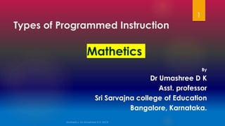 Mathetics Programming - Dr Umashree D K | PDF