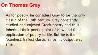Mathew Arnold's The study of poetry | PPTX